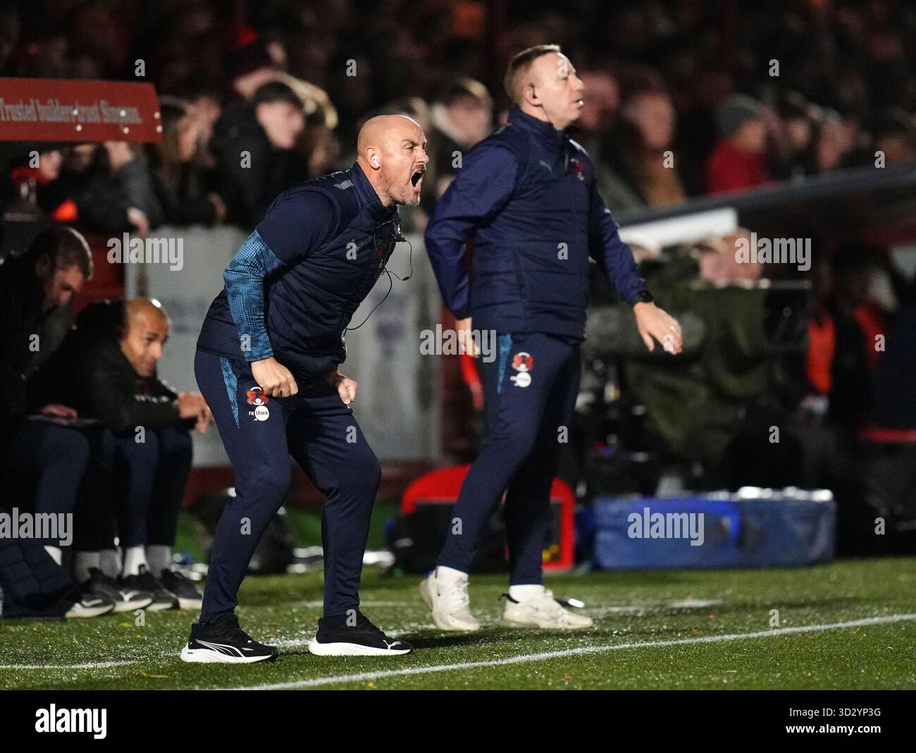 Leyton Orient first team coach Paul Terry (right) and Alan McCormack on the touchline during the ...