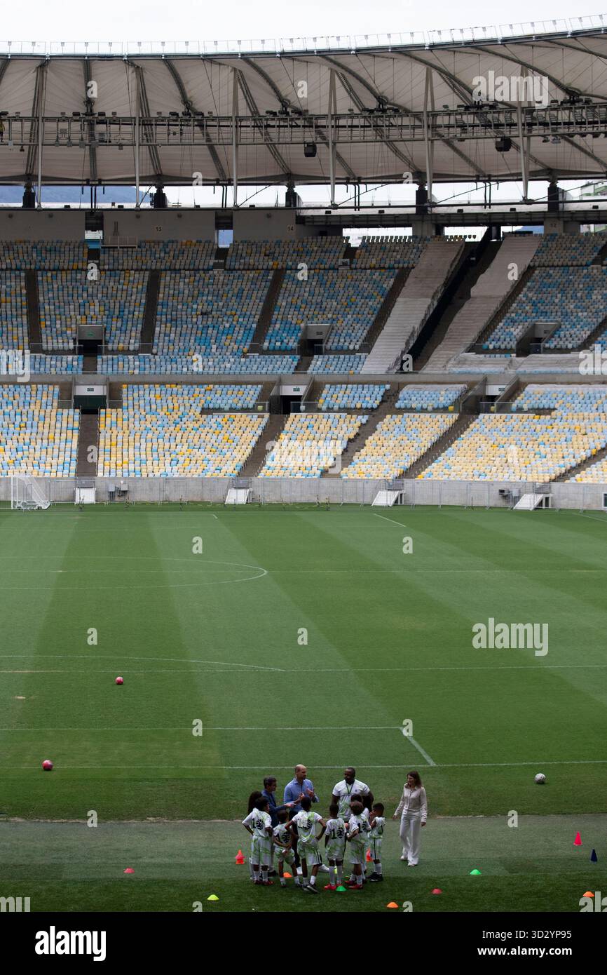 Britain's Prince William talks to children during his visit to the ...