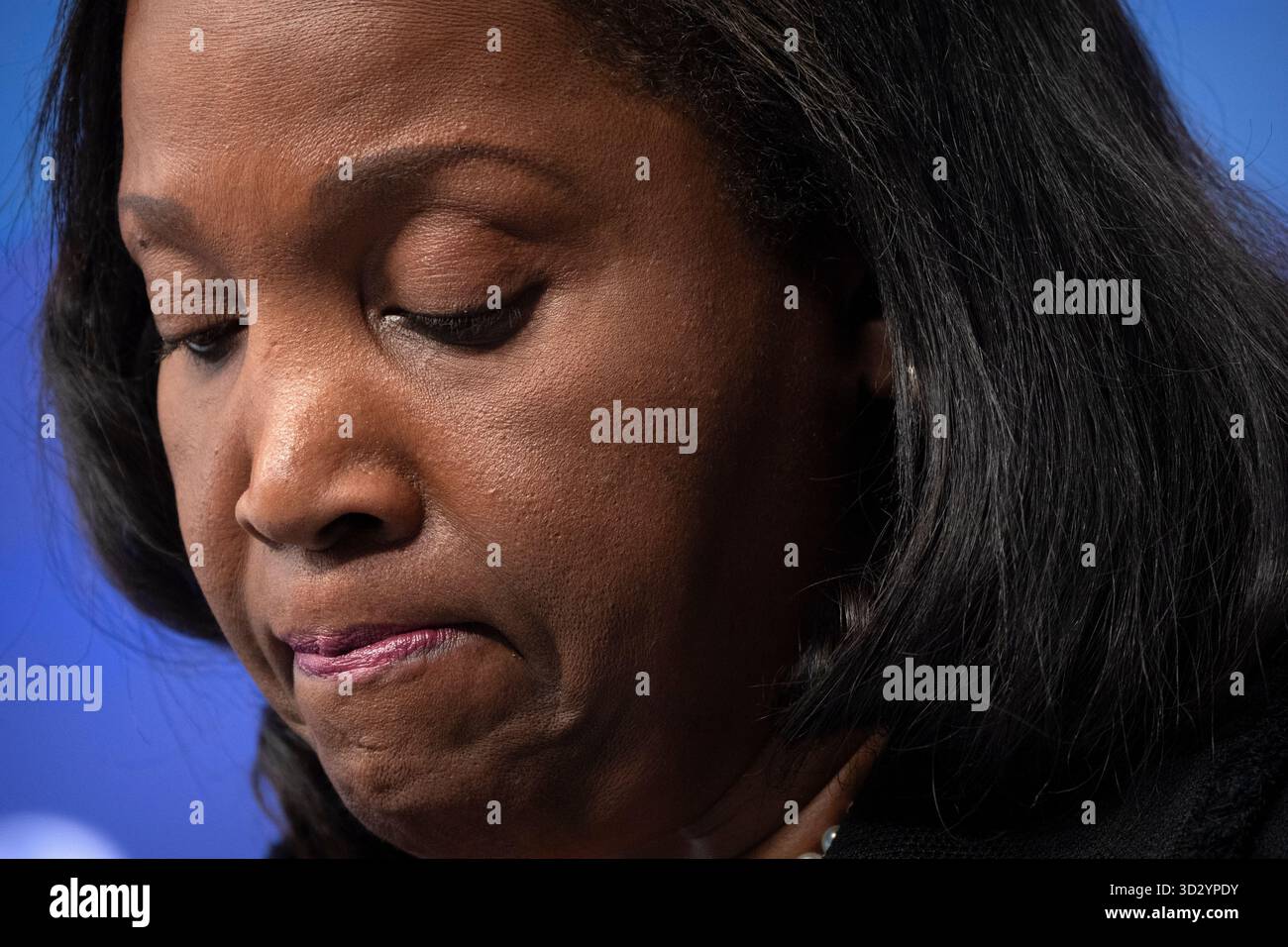 Lisa Cook, a Federal Reserve Board of Governors member, pauses while ...