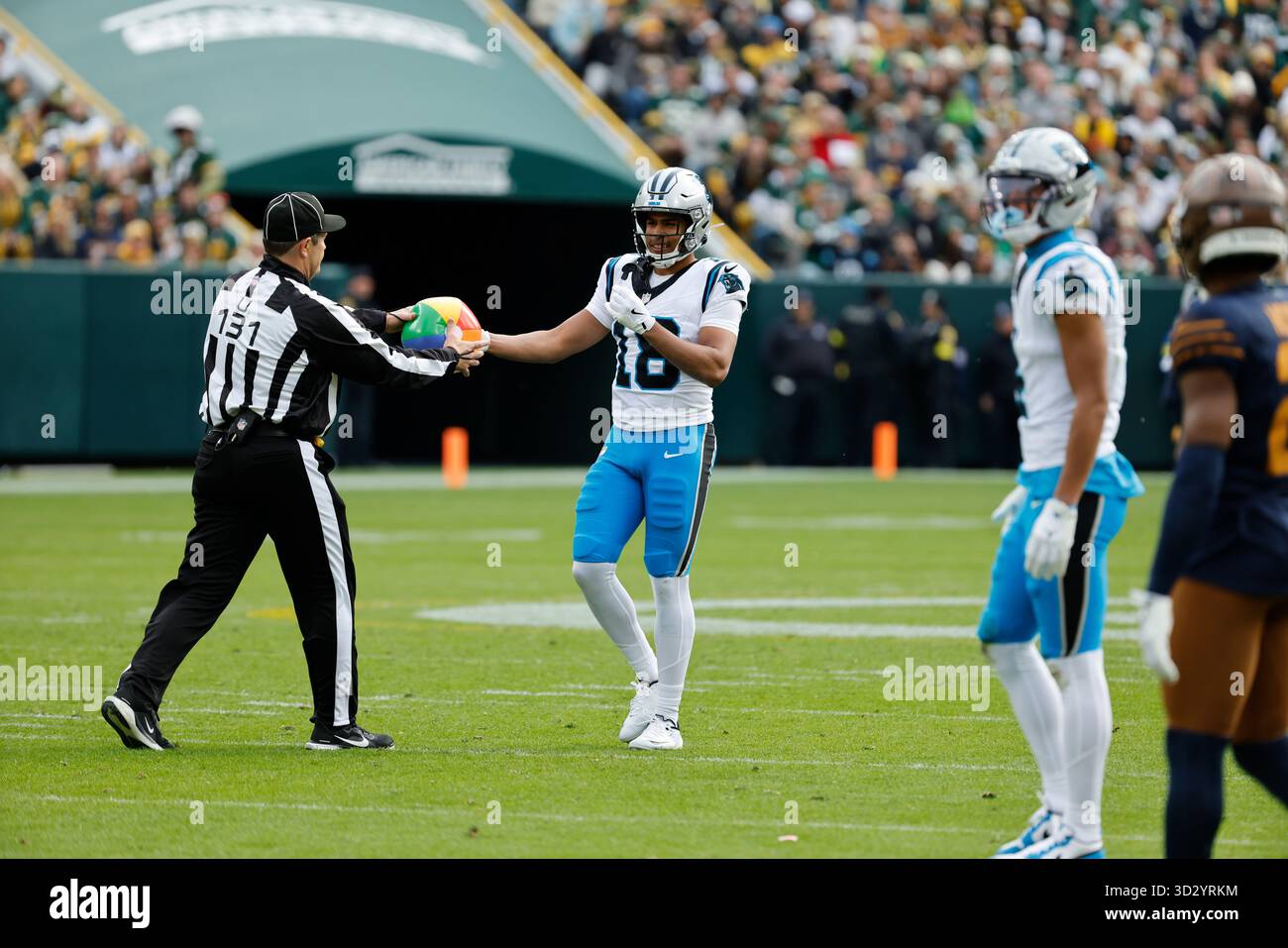 Carolina Panthers wide receiver Jalen Coker (18) during an NFL football ...