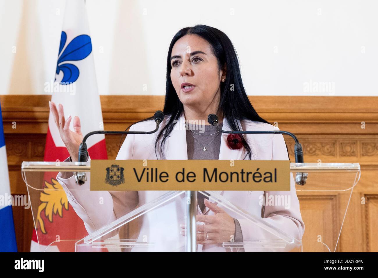 Montreal's new mayor Soraya Martinez Ferrada speaks to the media in ...
