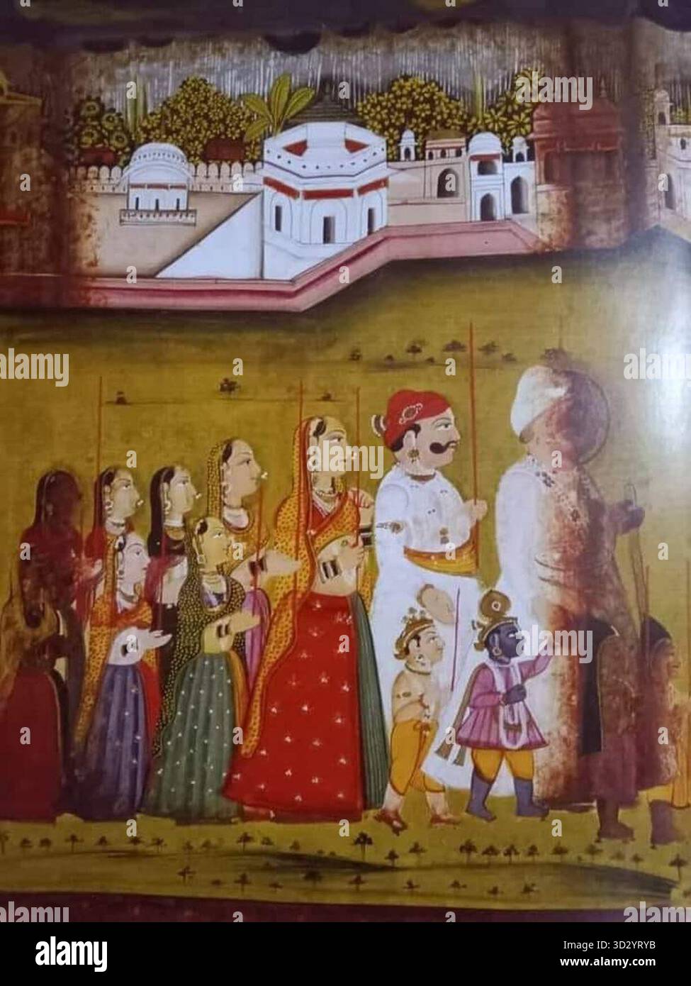 Painting of Raja Badan Singh of Bharatpur State holding hands with Bala ...