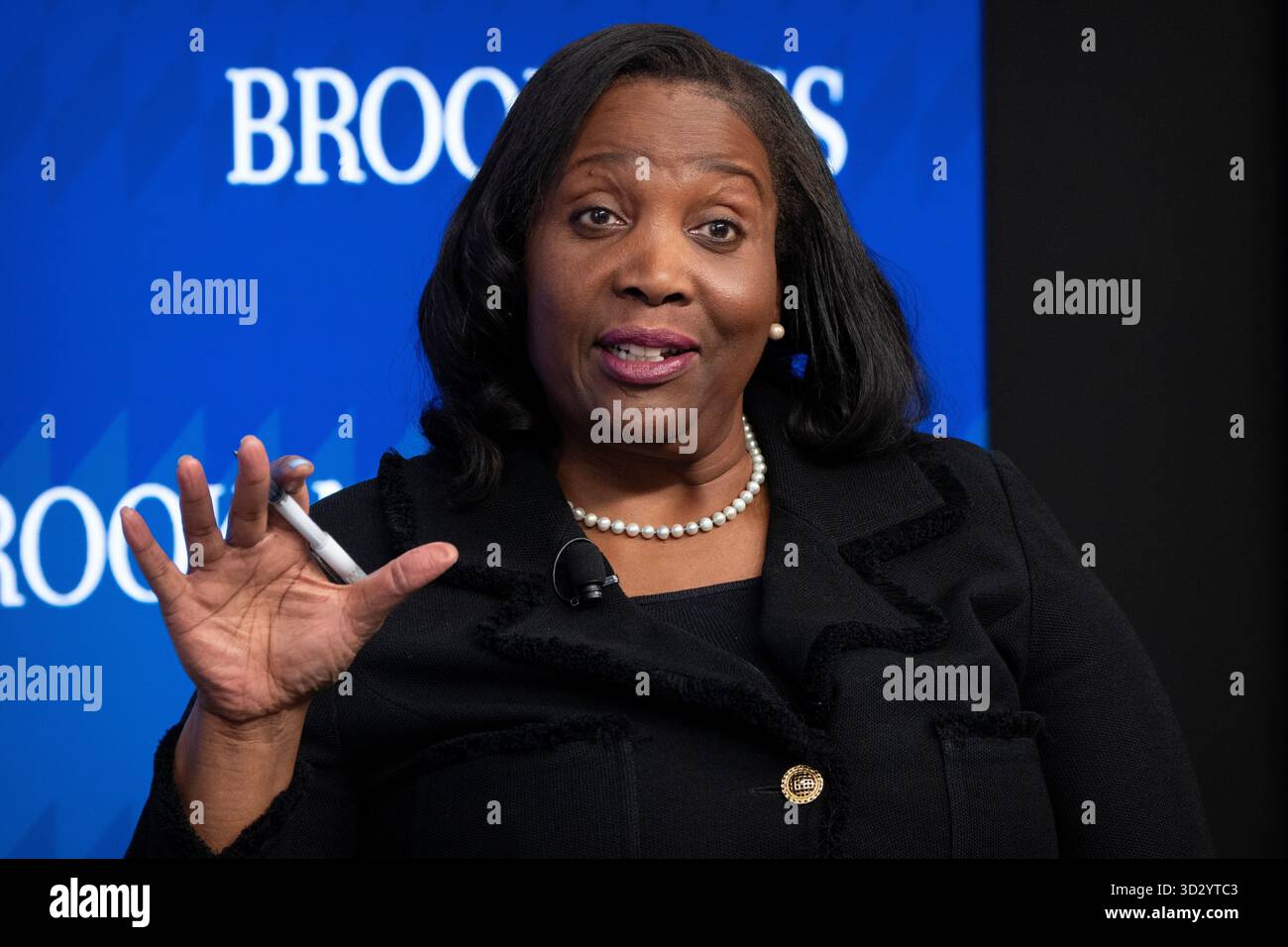 Lisa Cook, a Federal Reserve Board of Governors member, speaks during ...