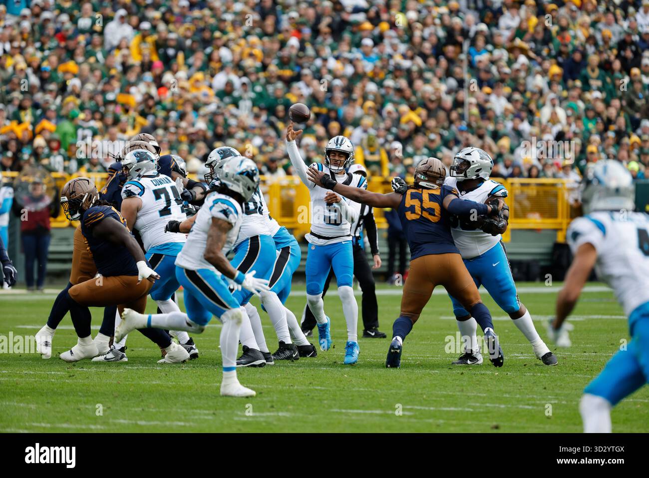 Carolina Panthers quarterback Bryce Young (9) during an NFL football ...