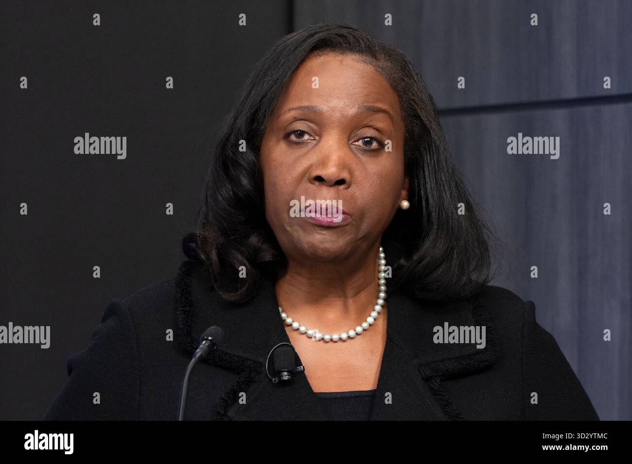 Lisa Cook, a Federal Reserve Board of Governors member, speaks during ...
