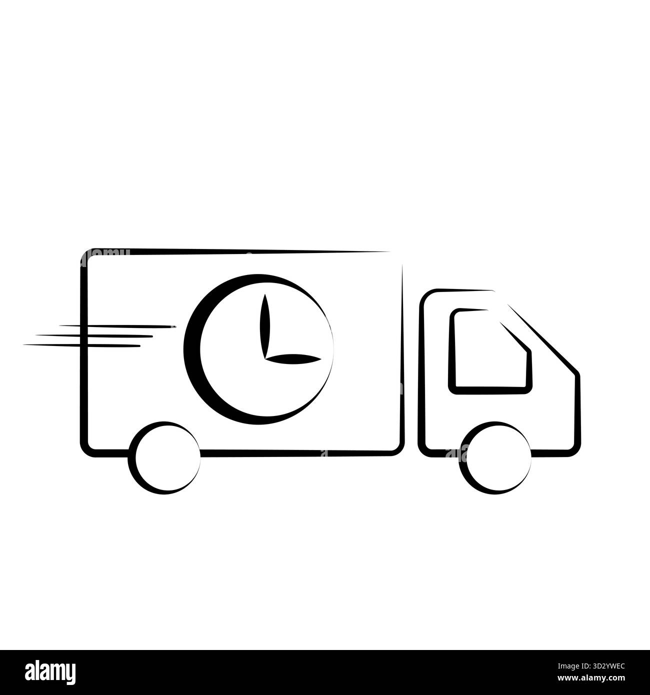 Delivery truck icon with speed lines and clock symbolizing fast parcel ...