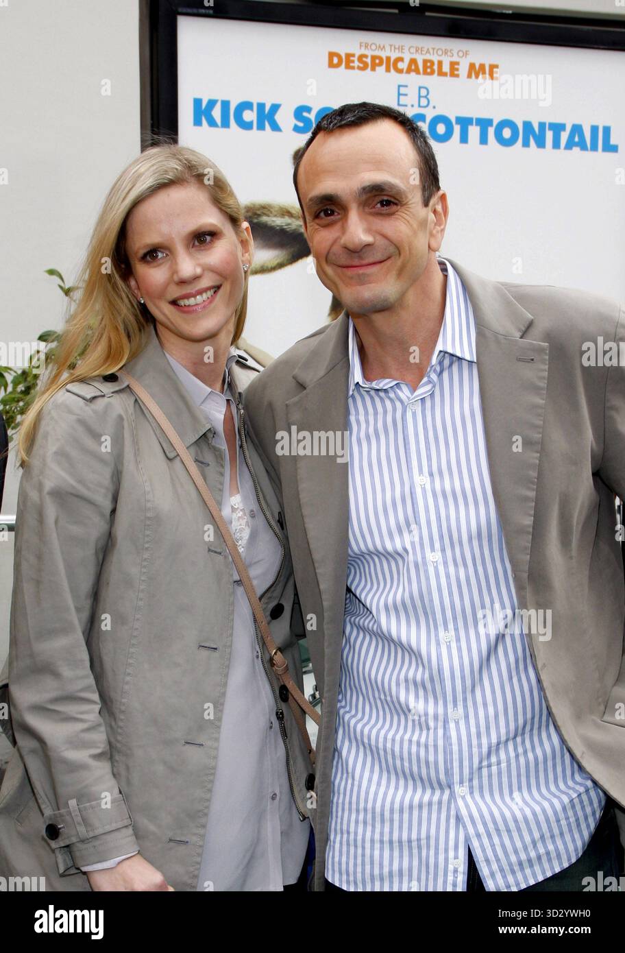 Hank Azaria and Katie Wright at the Los Angeles premiere of 'Hop' held ...