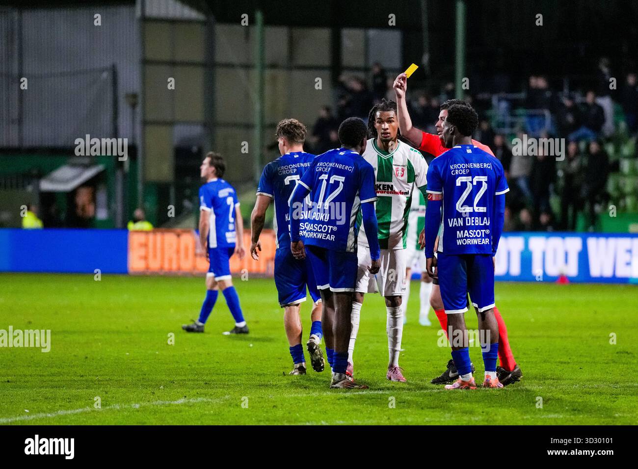 Dordrecht - Yellow card Emmanuel Poku of Almere City FC during the ...