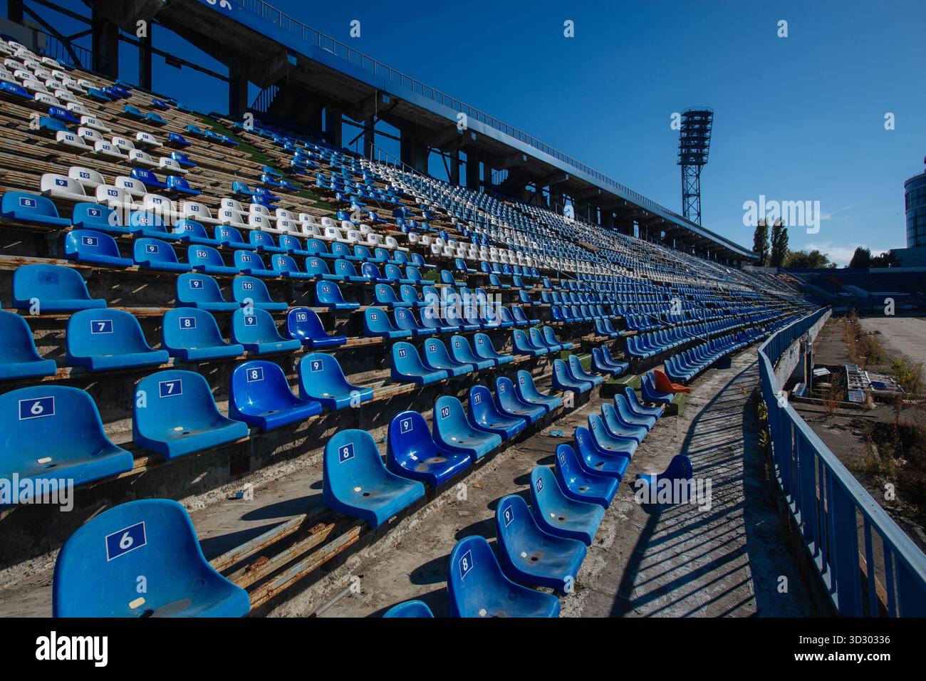 Old broken seats in abandoned Stadium Stock Photo - Alamy