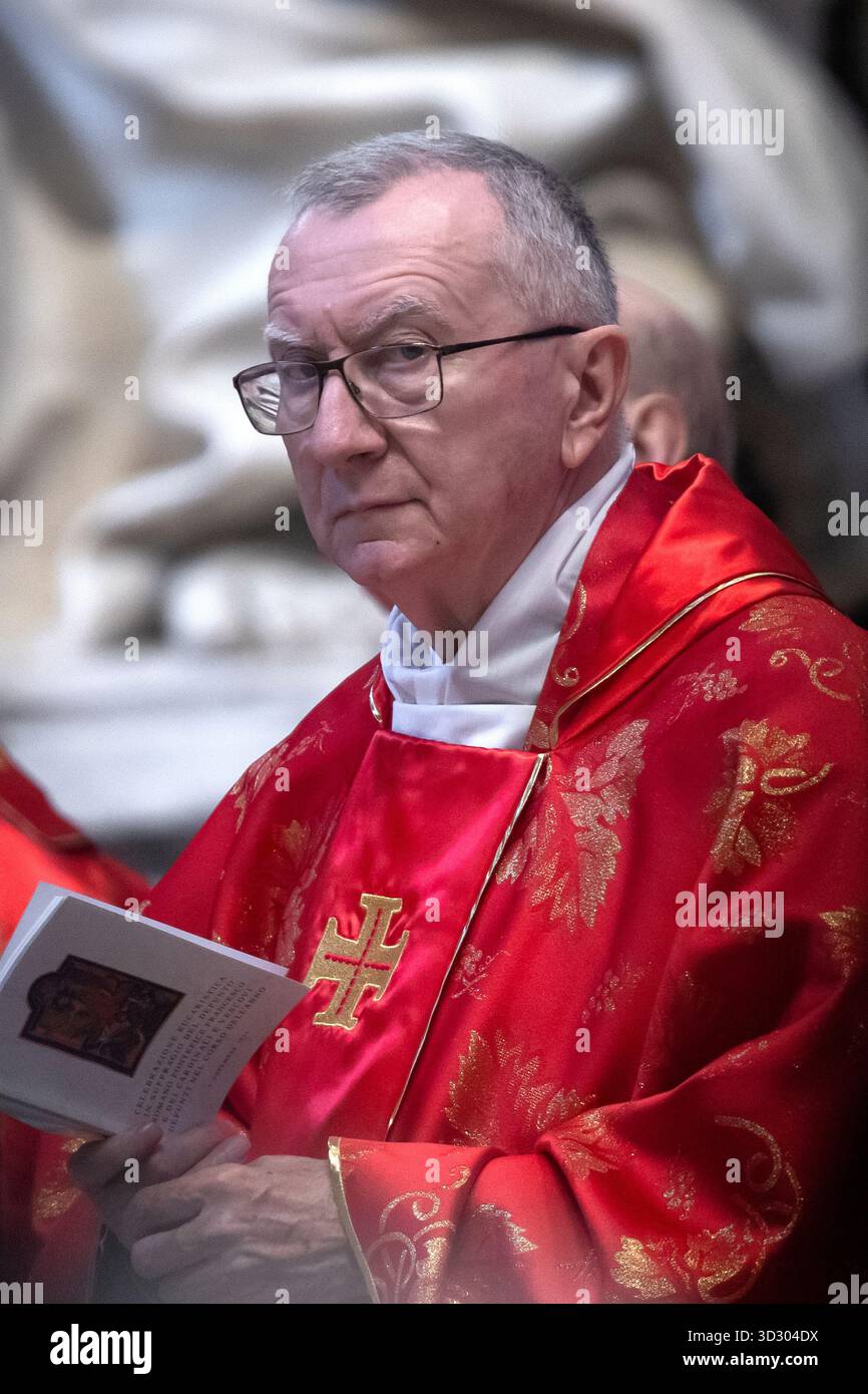 Vatican Secretary of State, Cardinal Pietro Parolin, attends a Mass in ...