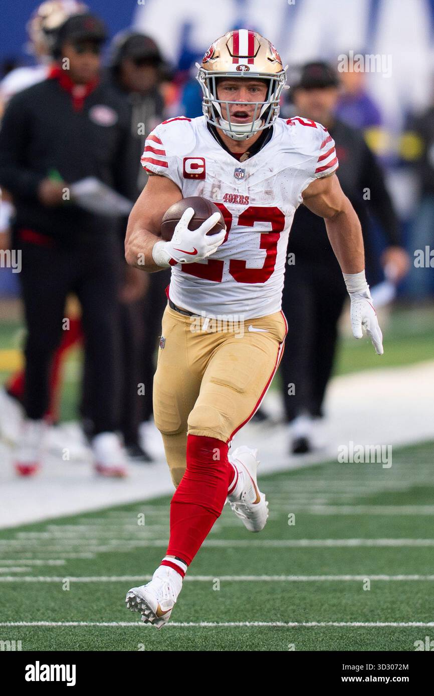 San Francisco 49ers running back Christian McCaffrey (23) runs with the ...