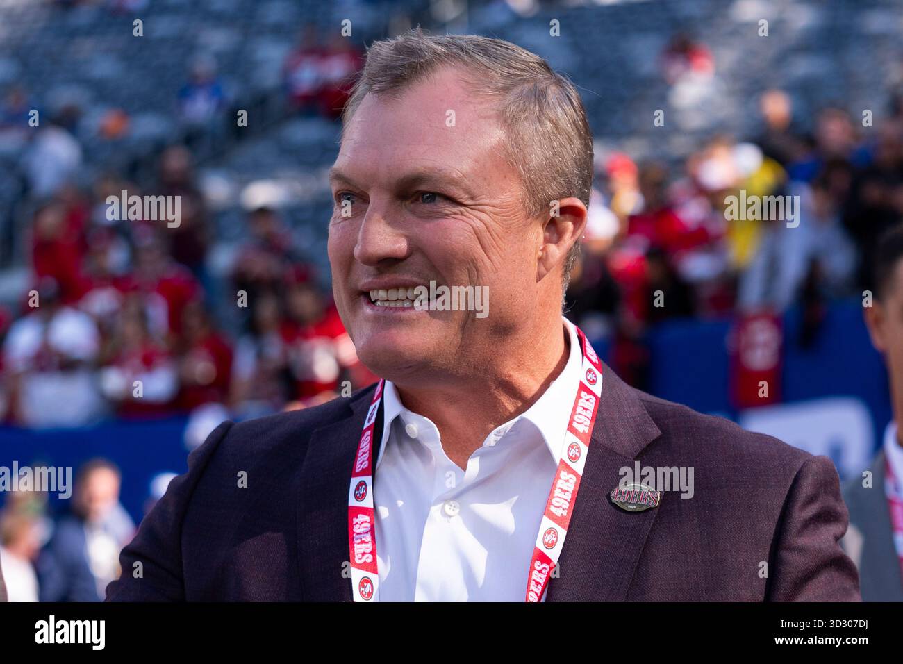 San Francisco 49ers general manager John Lynch looks on prior to an NFL ...