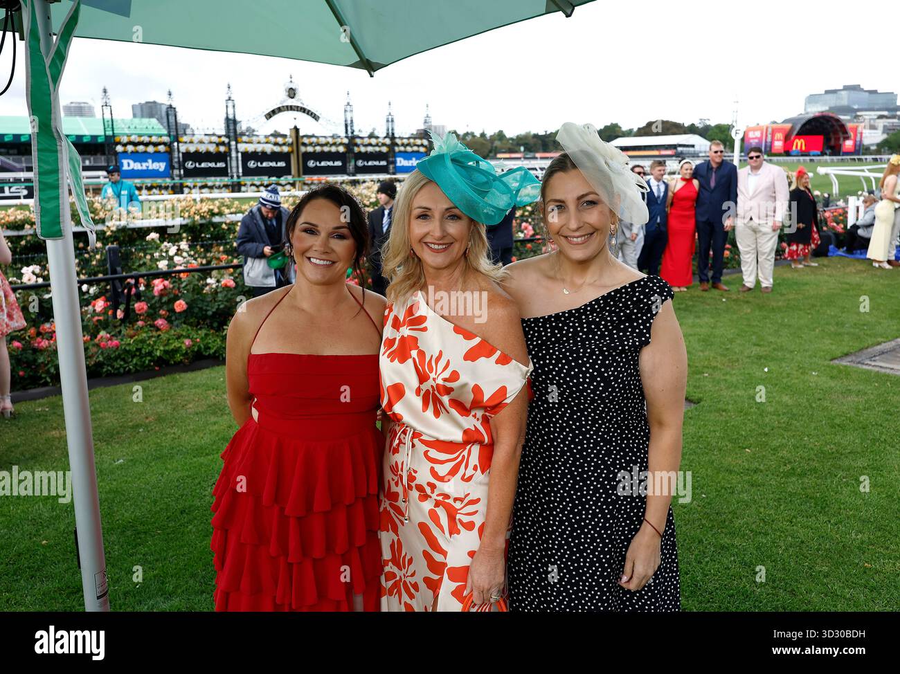L-R; Tiffany Price, Linda Kerr, Tamara Farrelley pose for a photograph ...