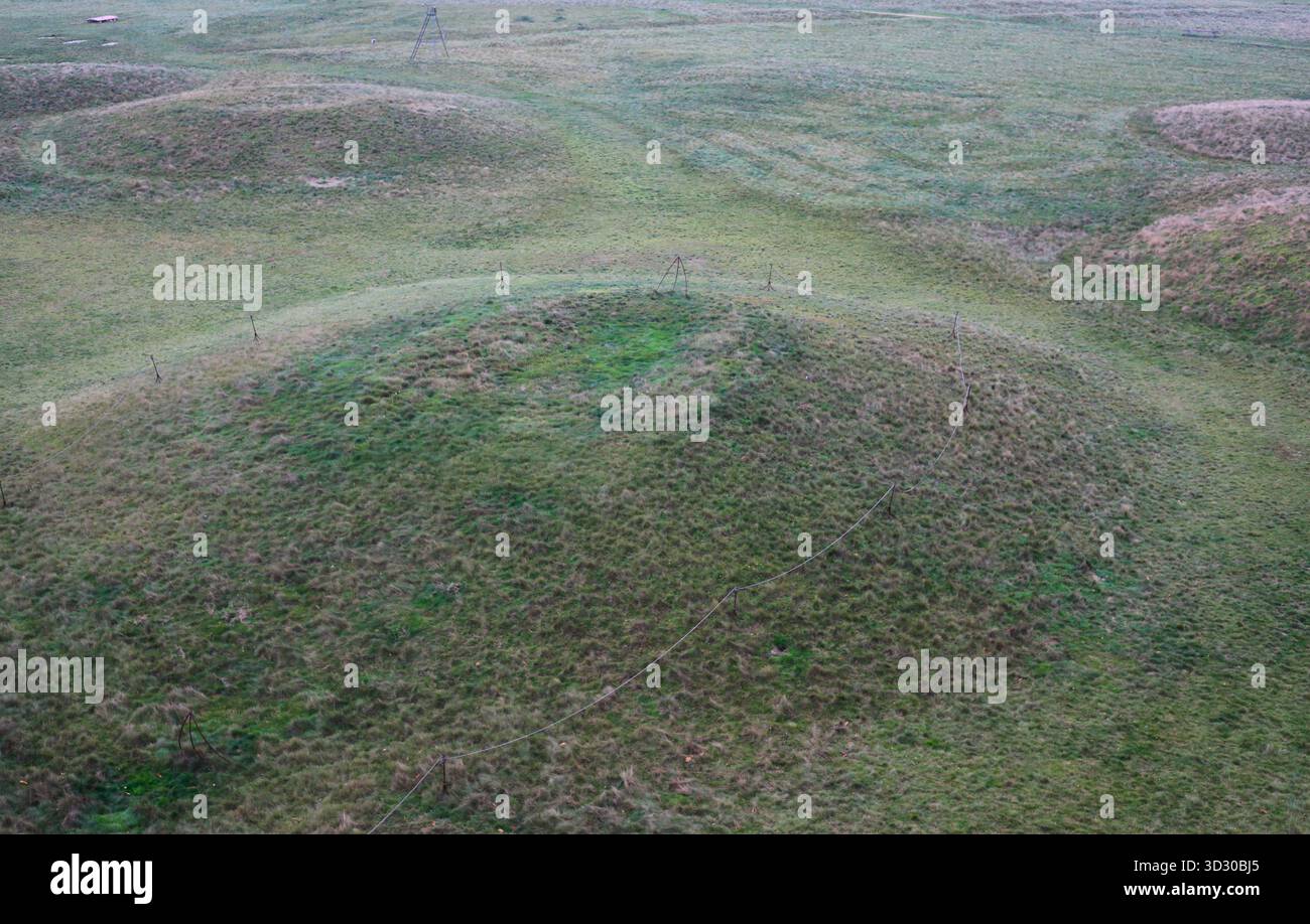 Suffolk England UK on a rainy October day, Sutton Hoo Anglo Saxon royal ...