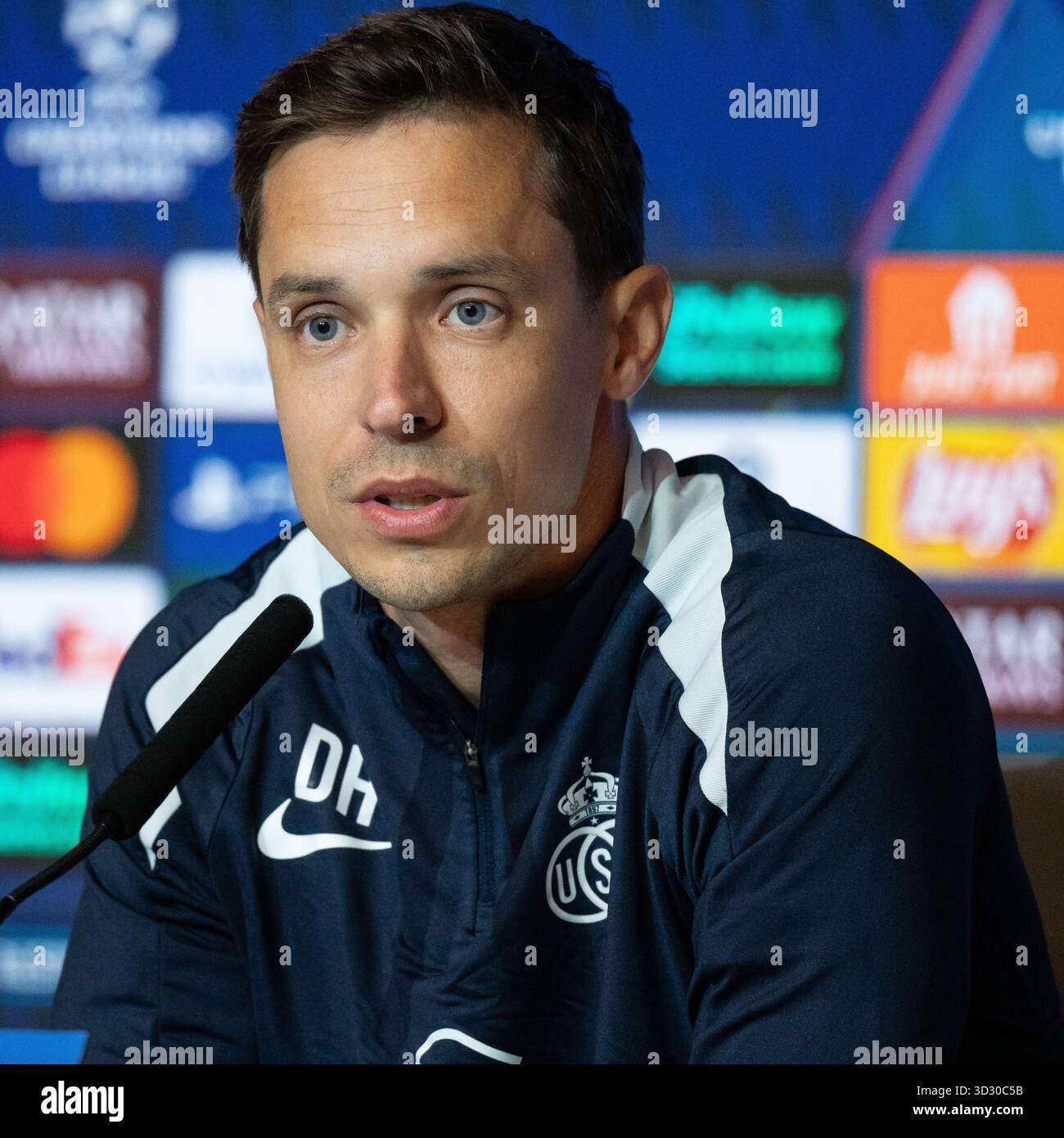 coach David Hubert of Union Saint-Gilloise during the pre-match press ...