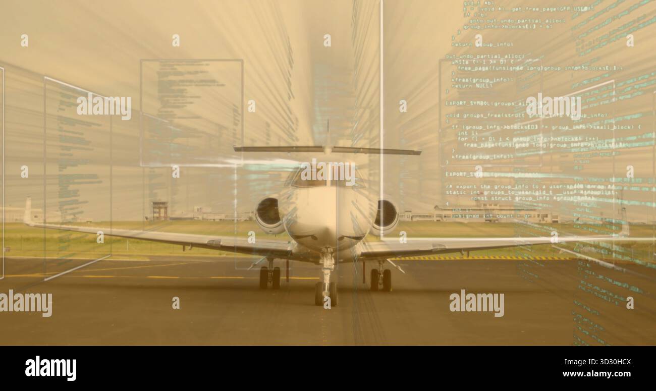Displaying white business jet sitting on airport tarmac, runway ...