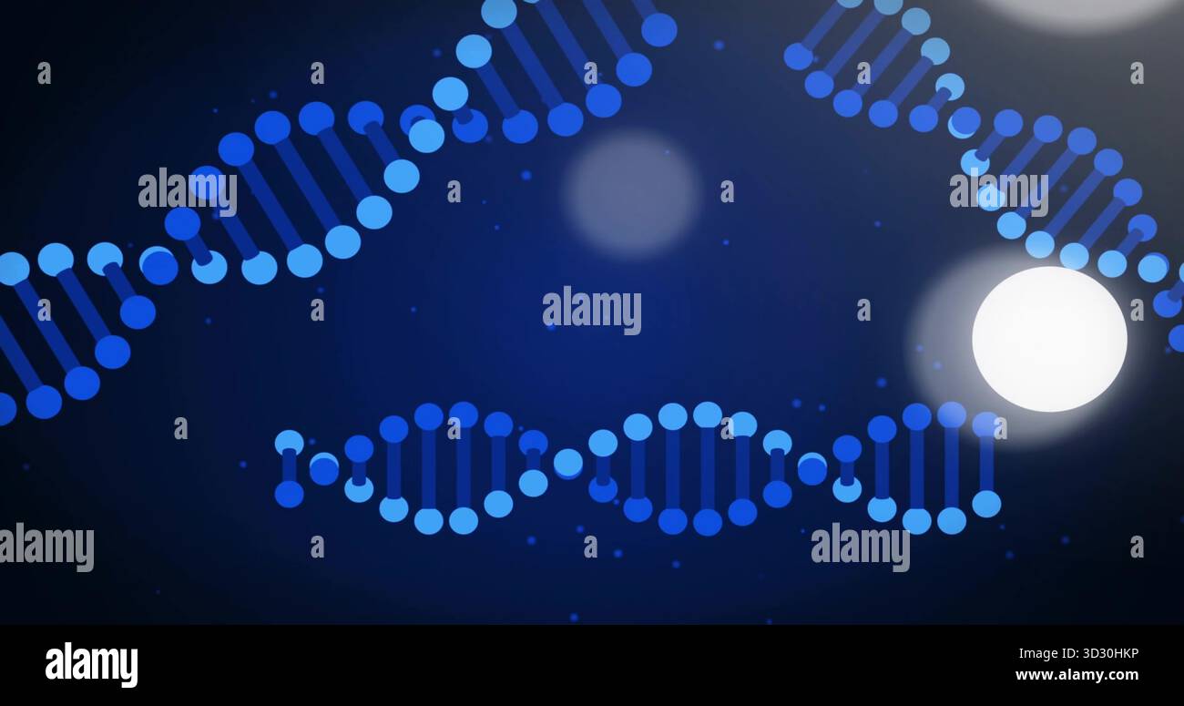Displaying stylized DNA double helix strands floating in abstract ...