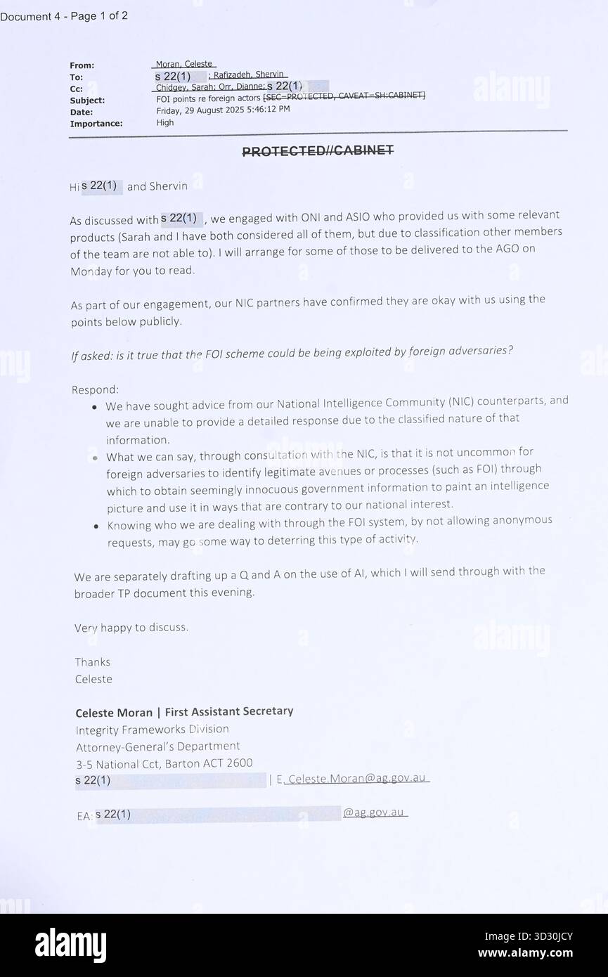 A copy of a Freedom of Information (FoI) request made by Australian ...