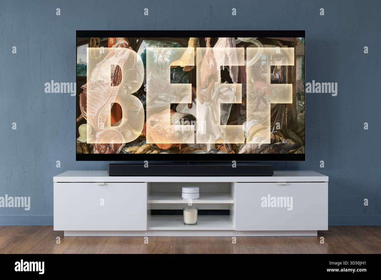 A widescreen OLED television showing the intro scene to the TV series ...