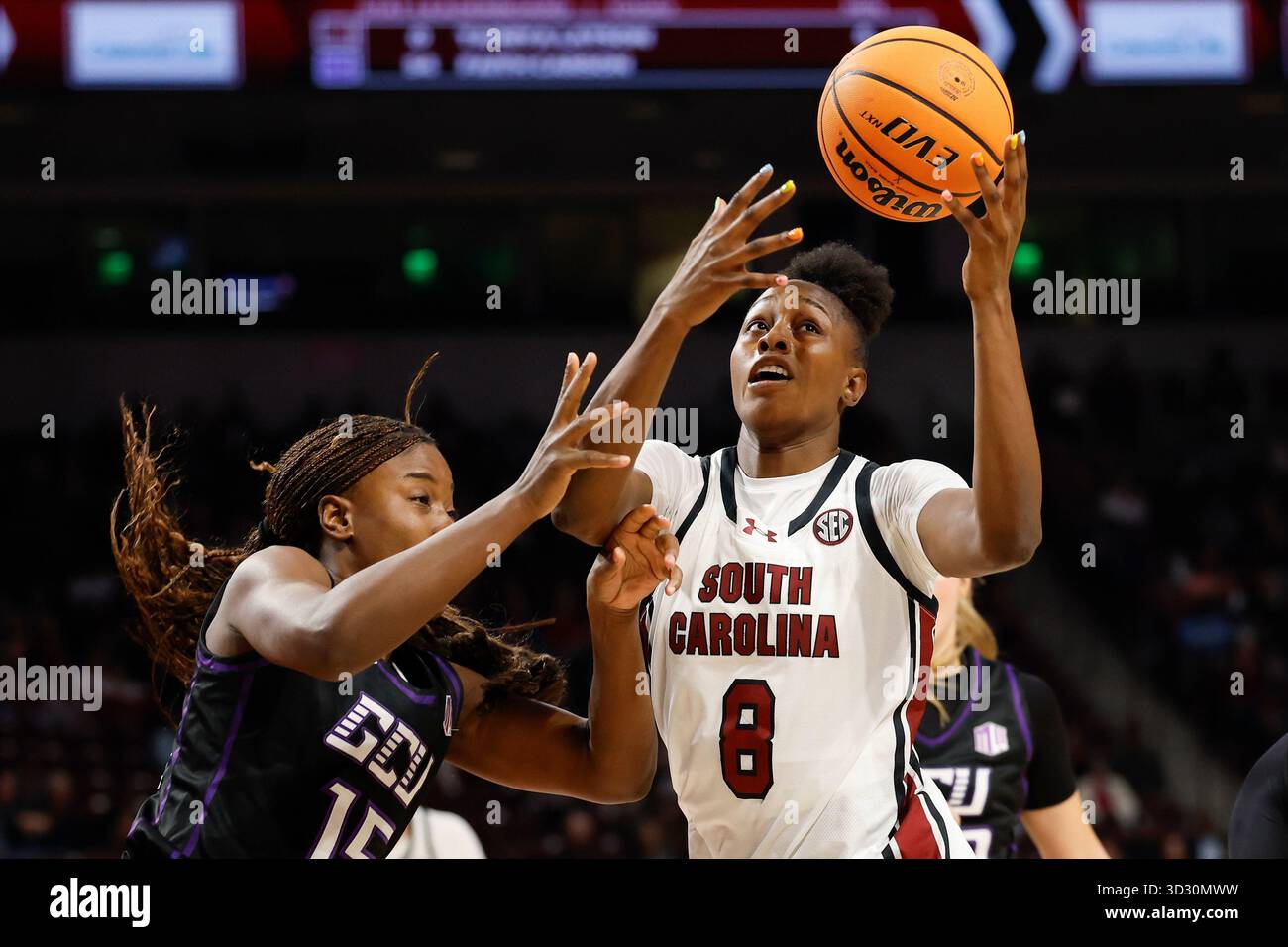 South Carolina forward Joyce Edwards (8) beats Grand Canyon forward ...