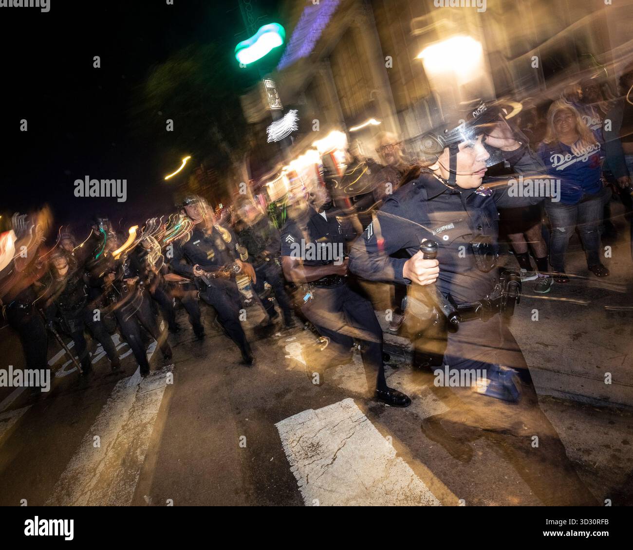 In Los Angeles, baseball fans poured into the street to celebrate the ...