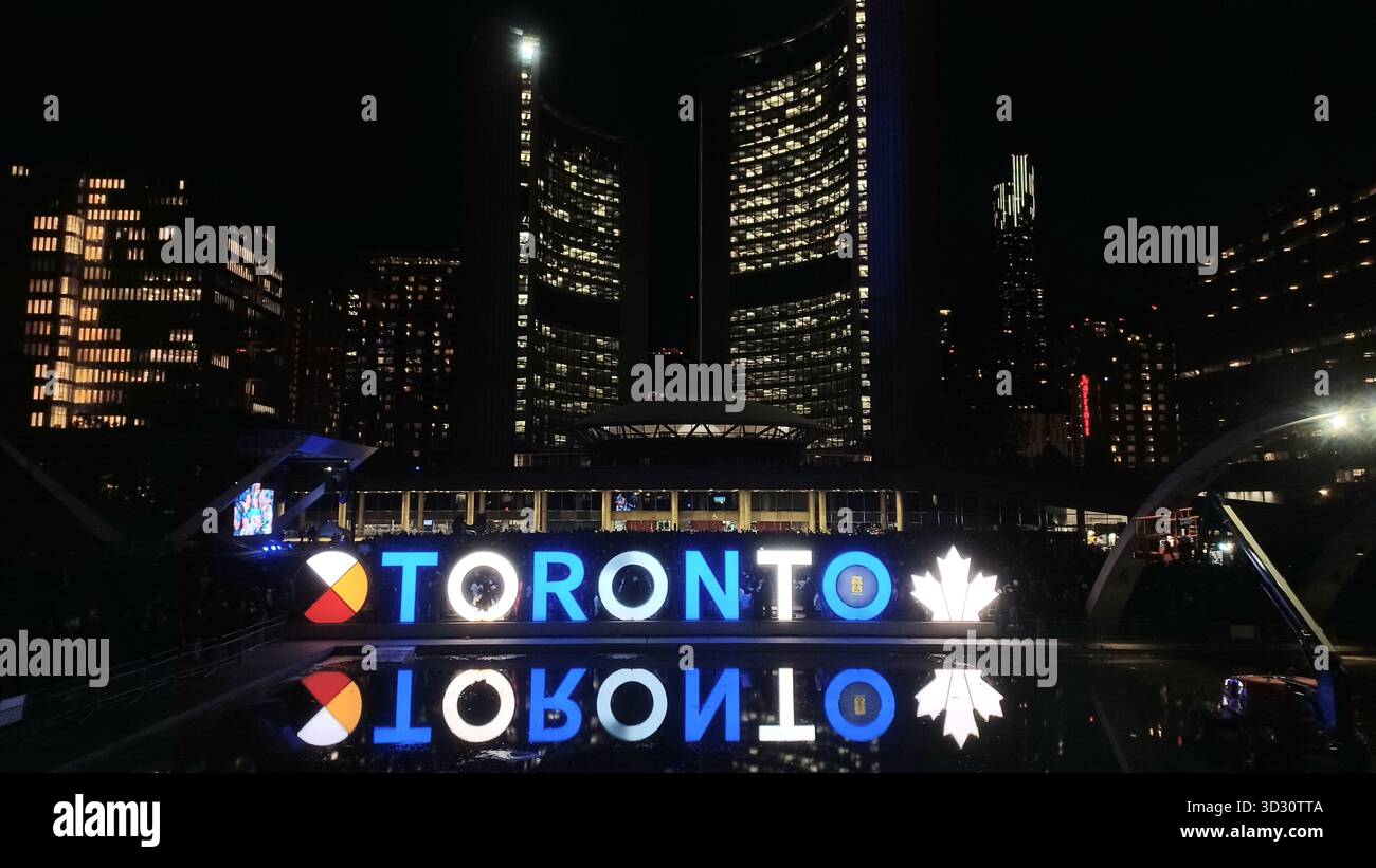 Toronto, ON, Canada - October 31, 2025 - The iconic Toronto sign and ...