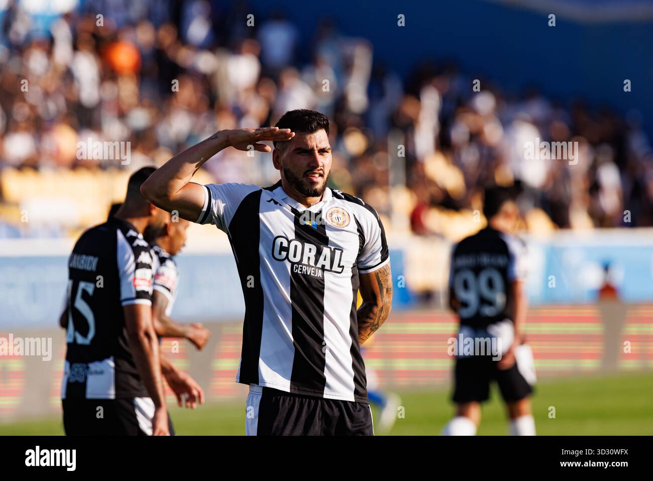 Ze Vitor seen celebrating after goal during Liga Portugal game between ...