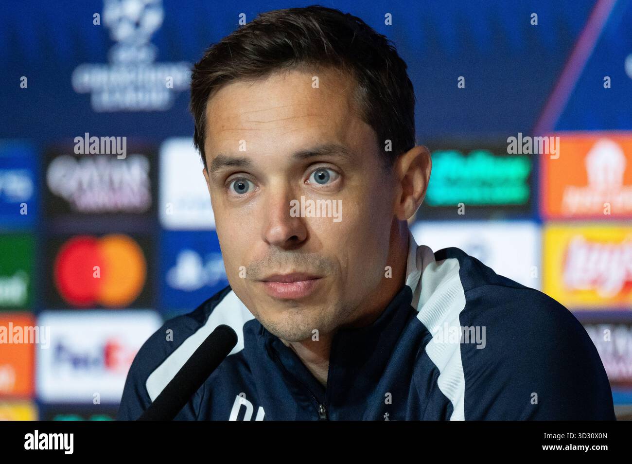 coach David Hubert of Union Saint-Gilloise attends a pre-match press ...