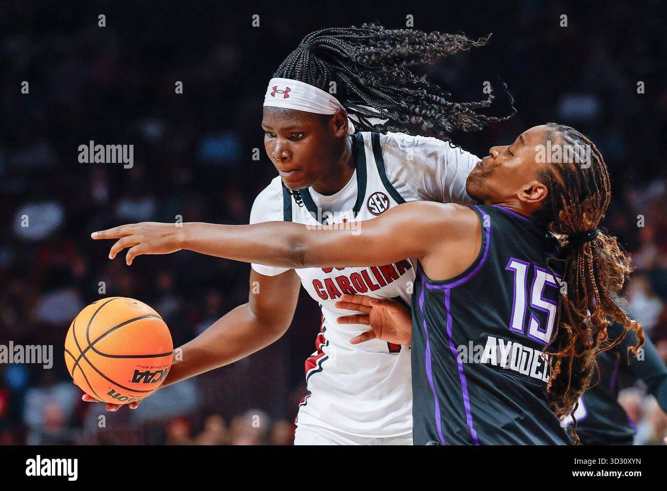 South Carolina center Madina Okot, left, drives against Grand Canyon ...