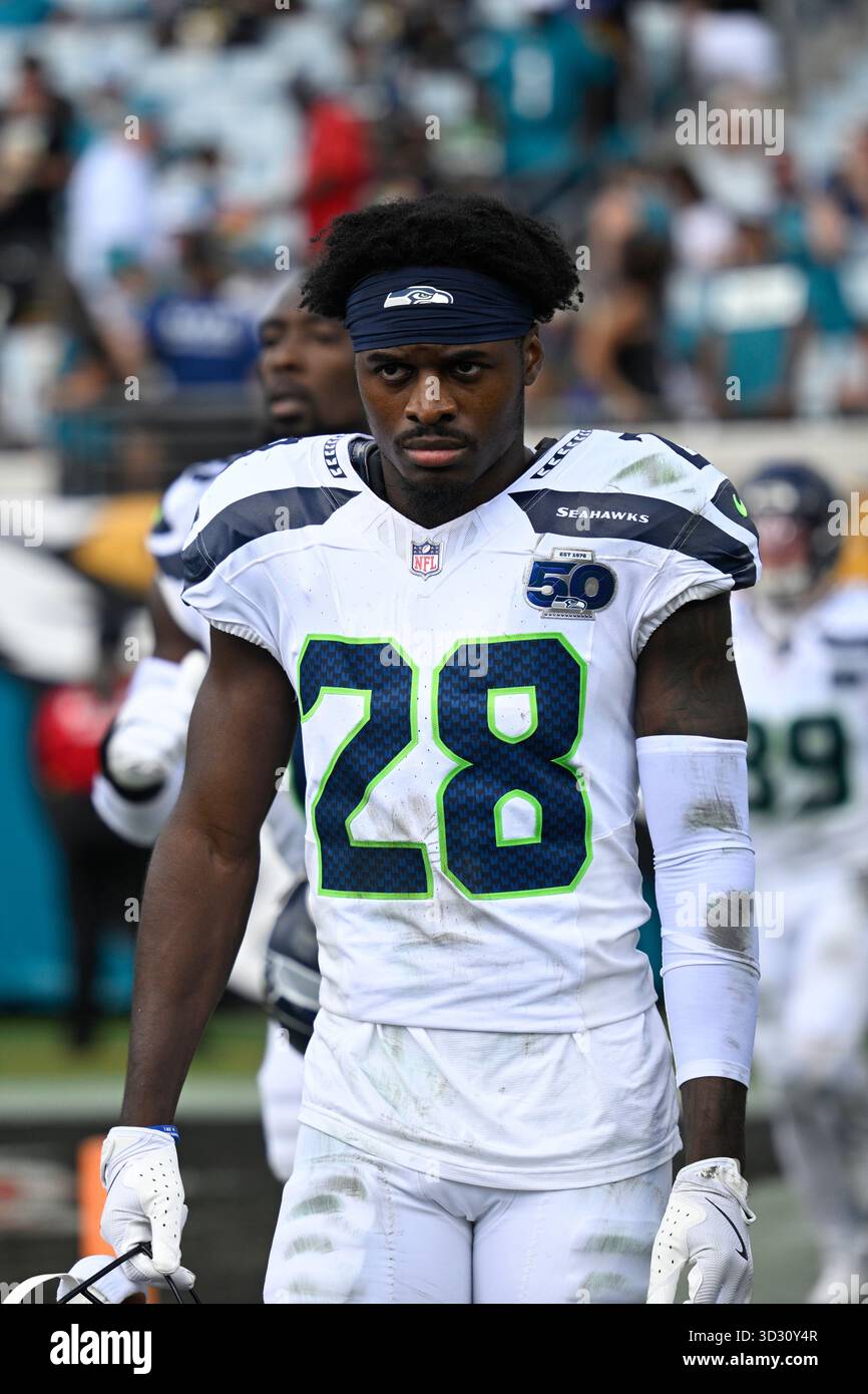 Seattle Seahawks cornerback Nehemiah Pritchett (28) heads to the ...