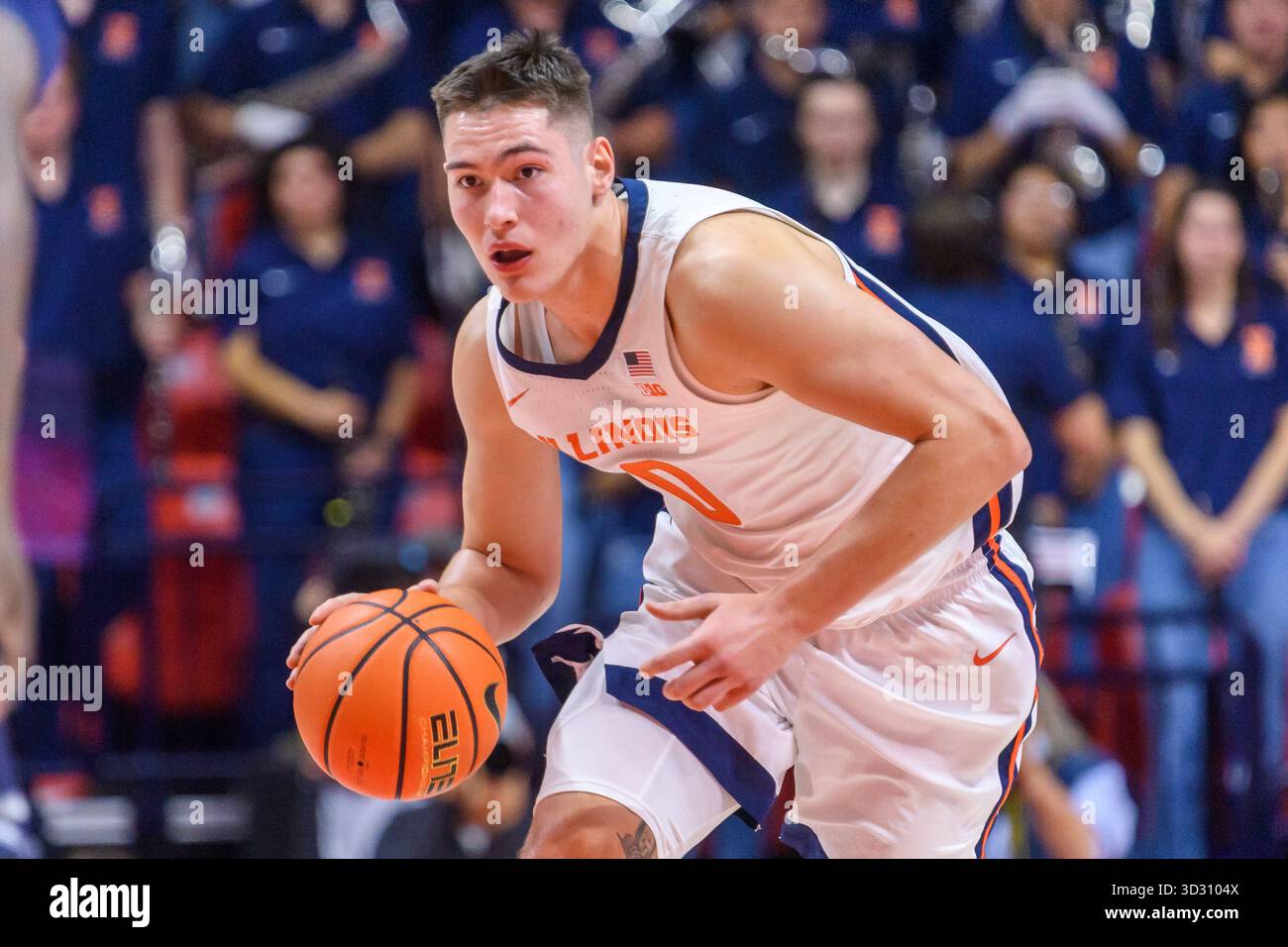 Illinois's David Mirkovic advances the ball during the first half of an ...