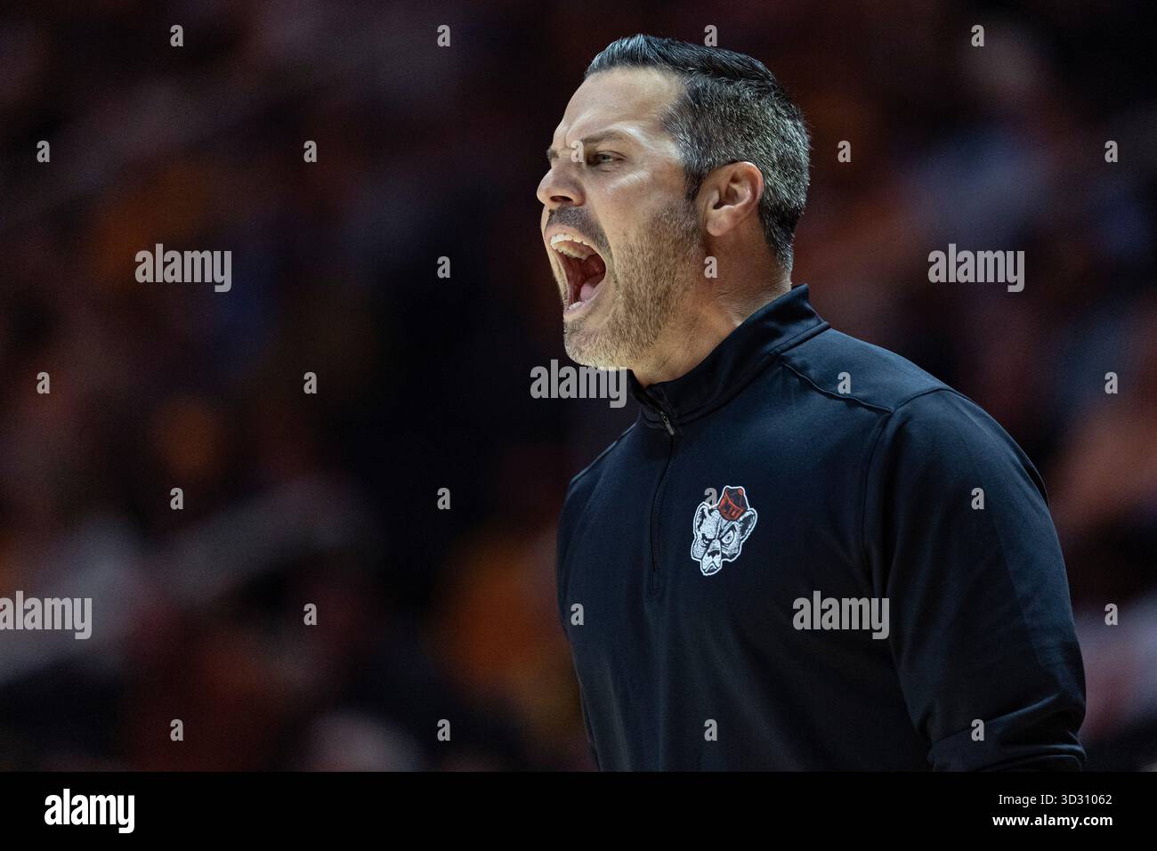 Mercer head coach Ryan Ridder yells to his players during the second ...