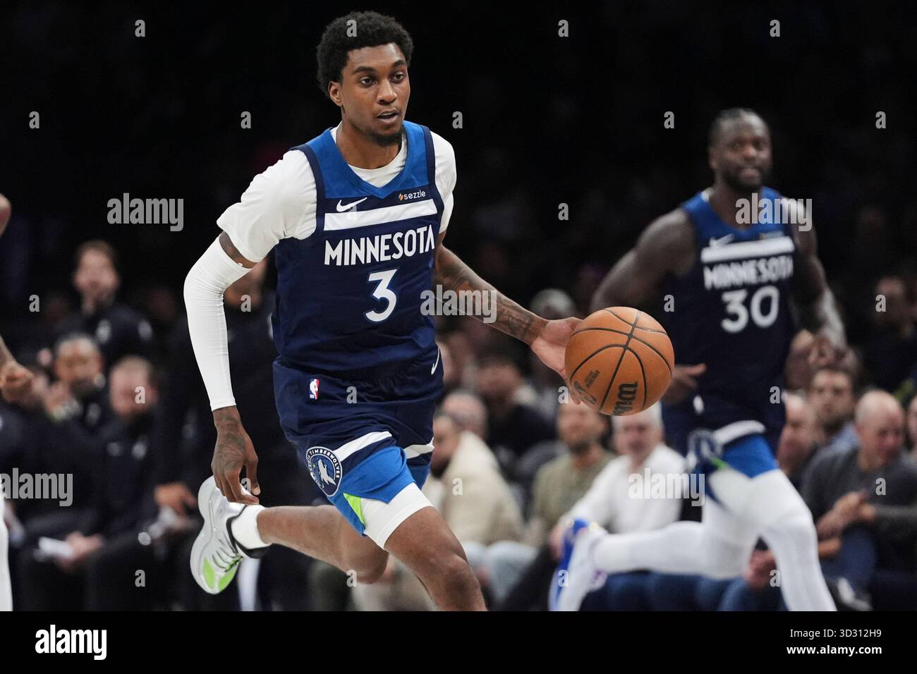 Minnesota Timberwolves' Jaden McDaniels (3) looks to pass during the ...