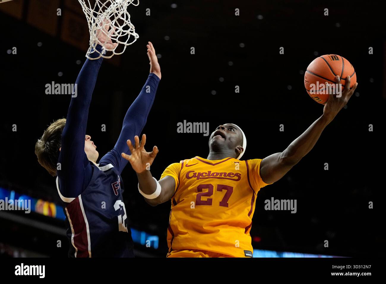 Iowa State guard Killyan Toure (27) shoots over Fairleigh Dickinson ...