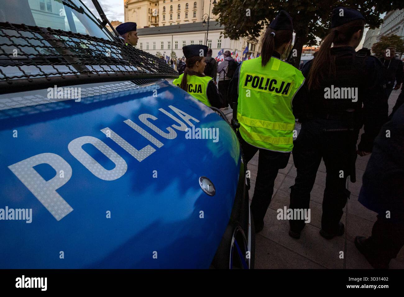 The Polish police maintain order at a protest. A collection of ...