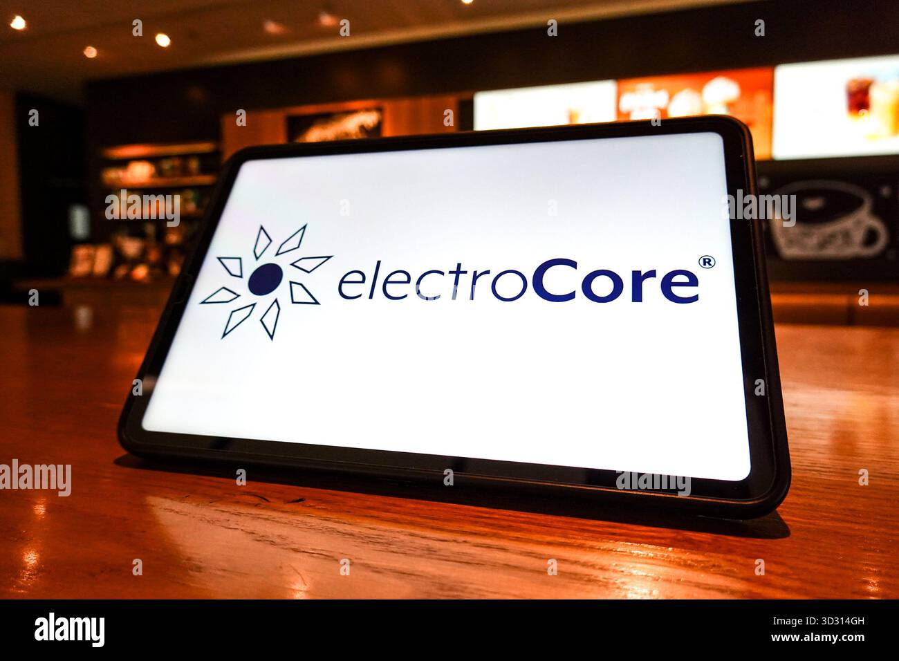 In this photo illustration, the electroCore logo is displayed on the ...