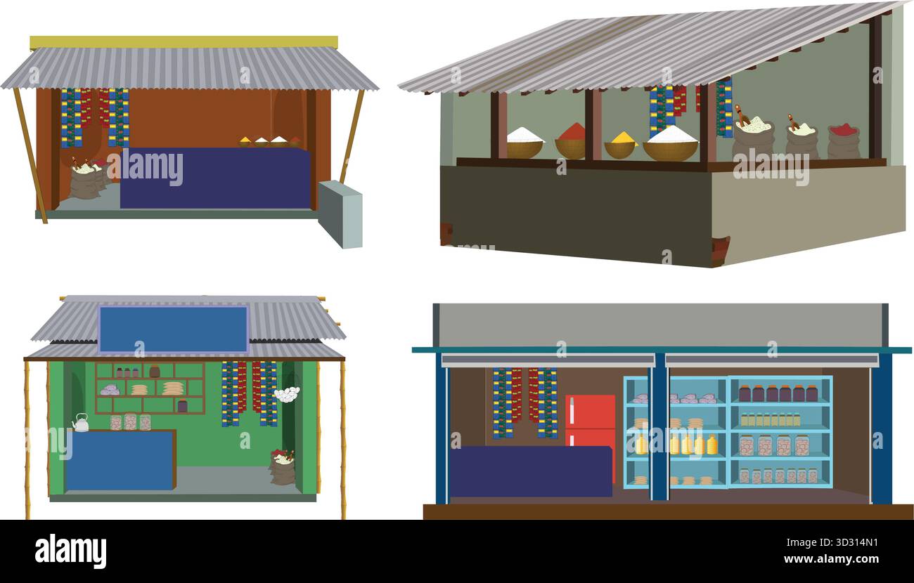 Food stalls market in Stock Vector Images - Alamy
