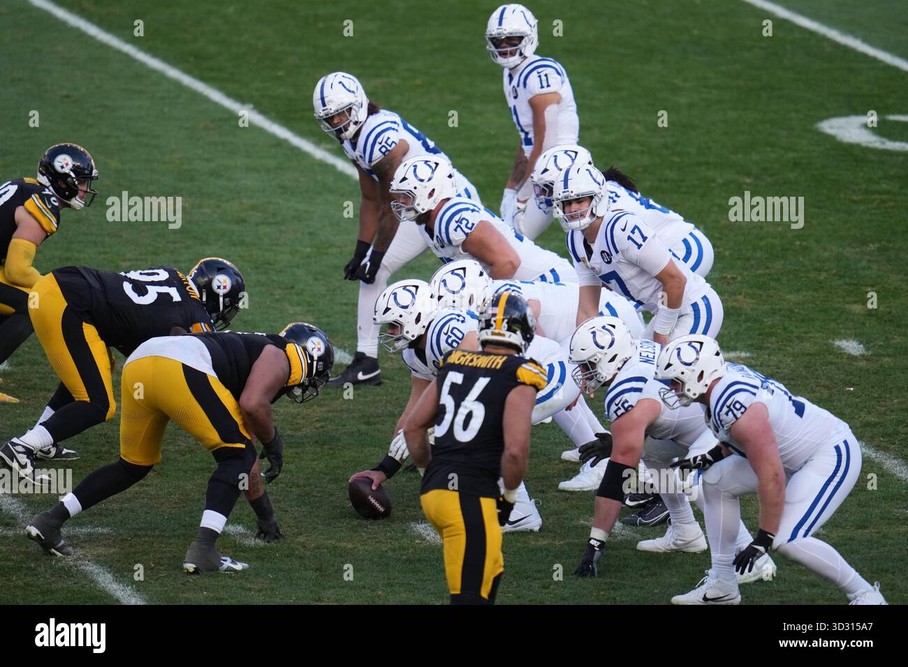 Indianapolis Colts quarterback Daniel Jones (17) calls signals during ...