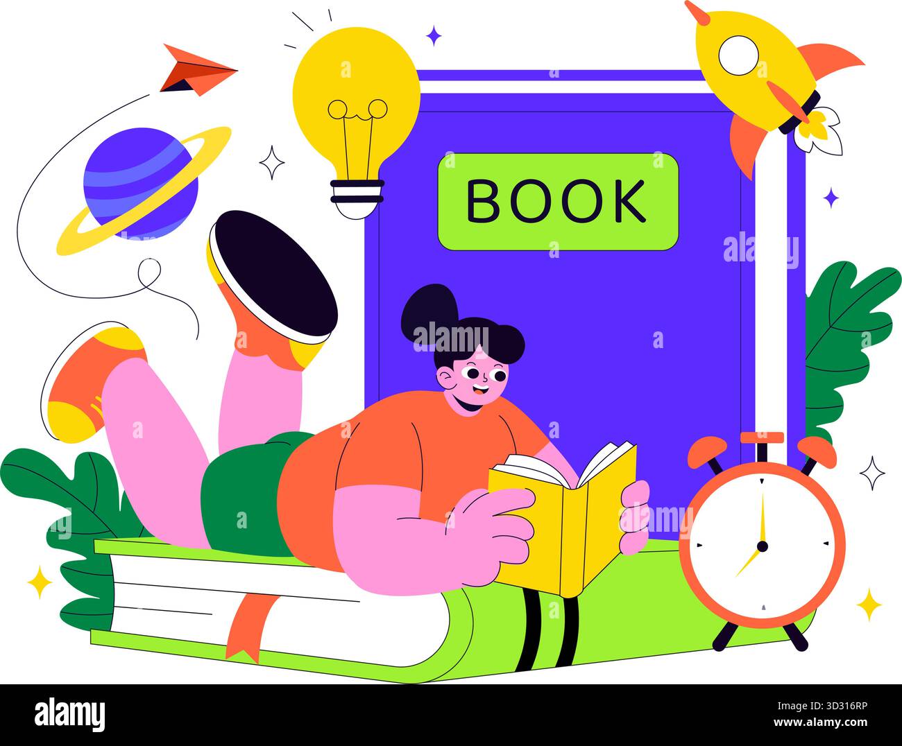Book Week Events Vector Illustration with People Reading and Students ...