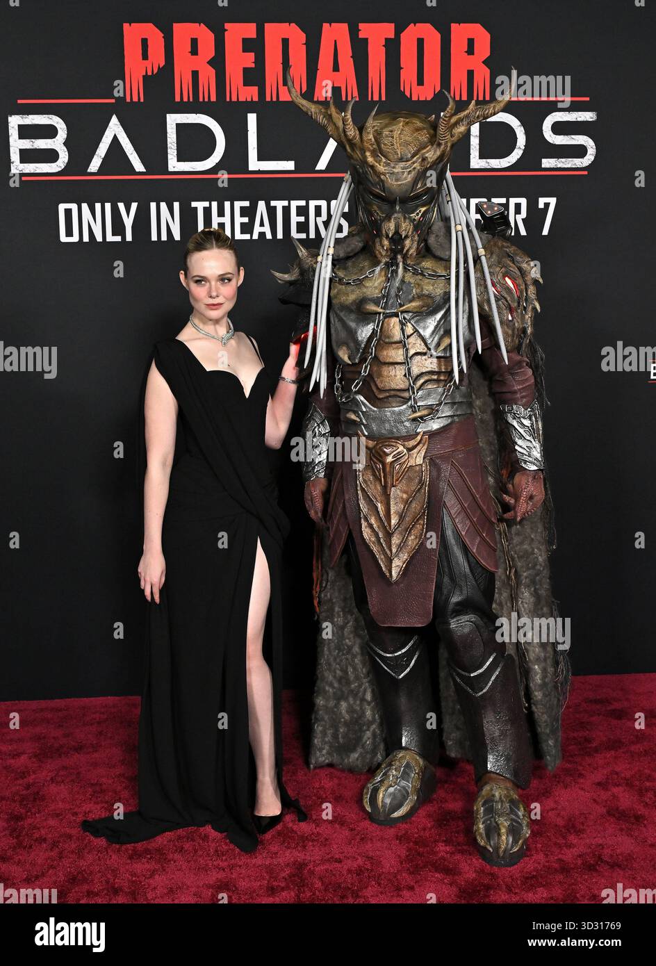Elle Fanning arriving to 20th Century Studios “Predator: Badlands ...