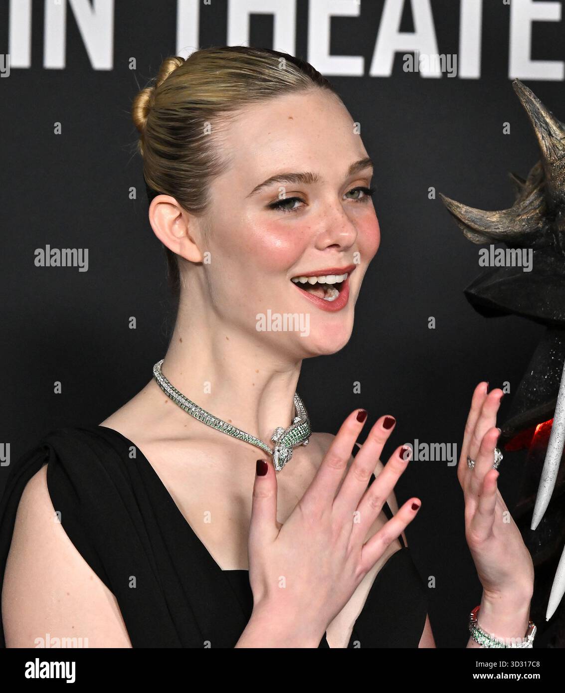 Elle Fanning arriving to 20th Century Studios “Predator: Badlands ...