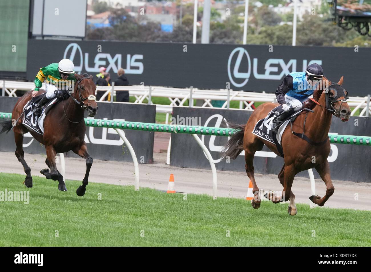 Jamie Melham rides Half Yours, right, ahead of Goodie Two Shoes to win ...