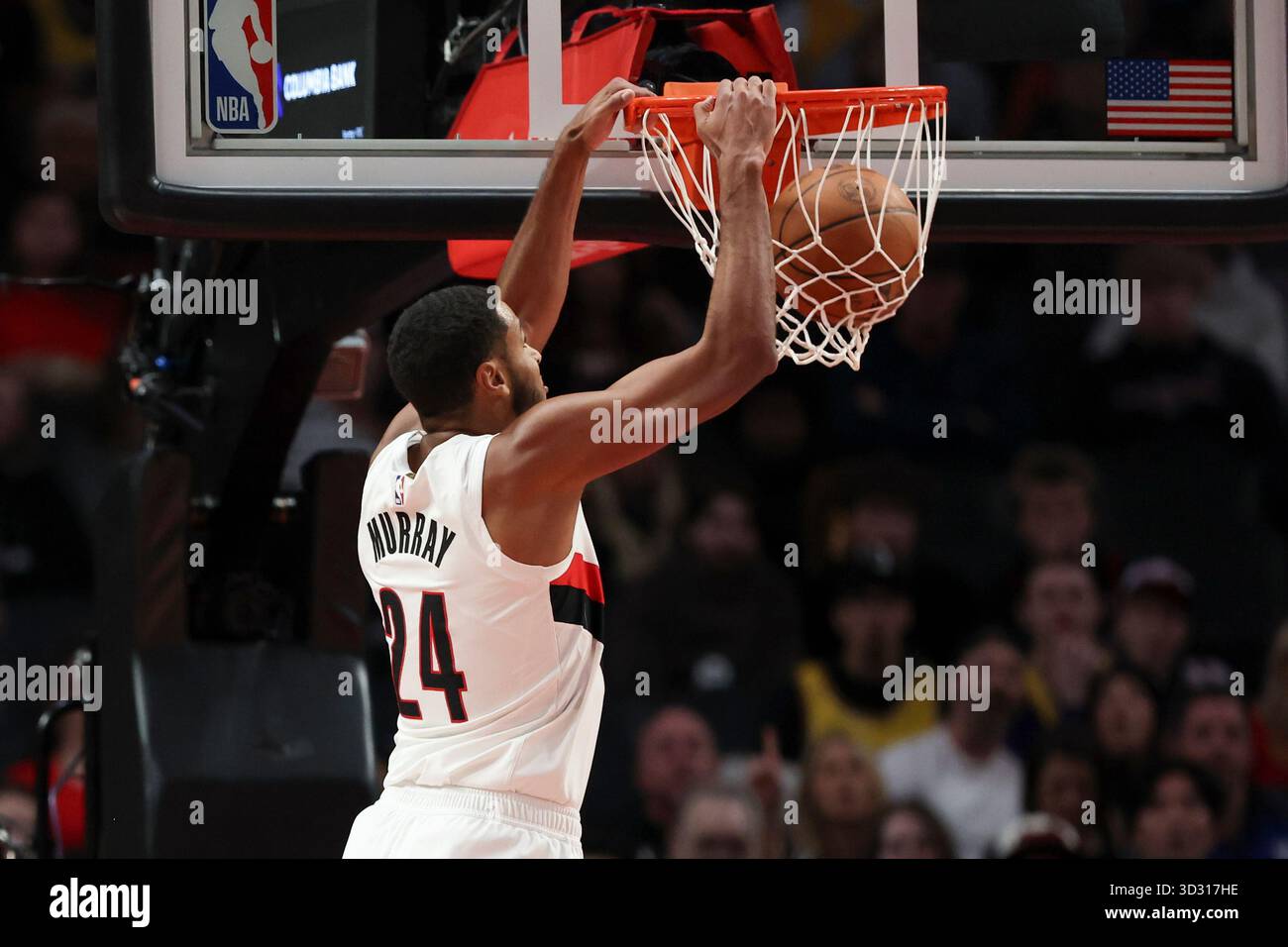 Portland Trail Blazers forward Kris Murray (24) dunks against the Los ...