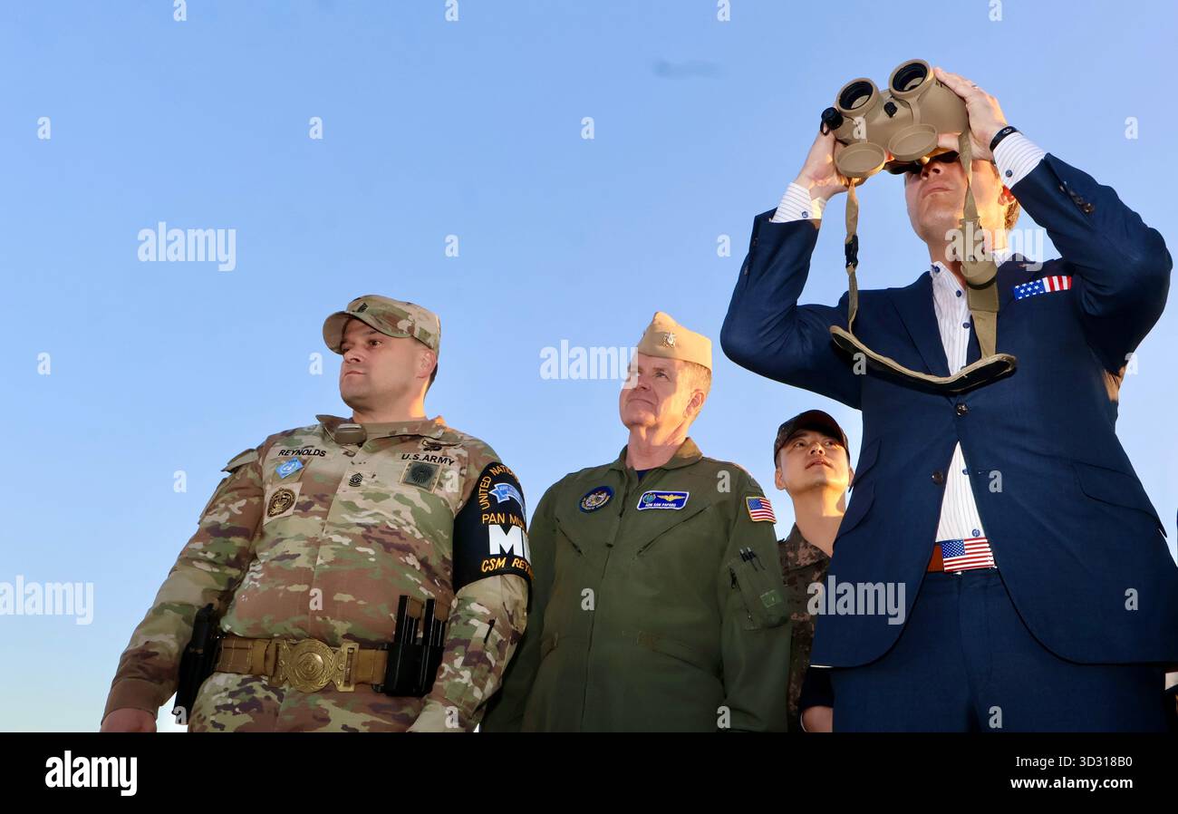 Secretary of War Pete Hegseth (right) observes North Korea through ...
