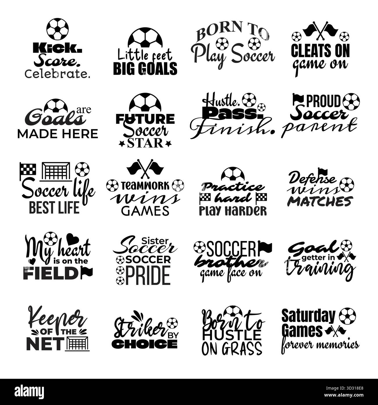 Soccer SVG Bundle – Sports Quote Vector Designs Stock Vector Image ...