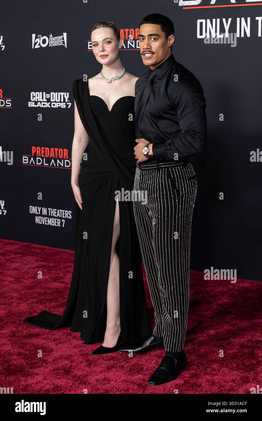 Elle Fanning and Dimitrius Schuster-Koloamatangi attend the arrivals of ...