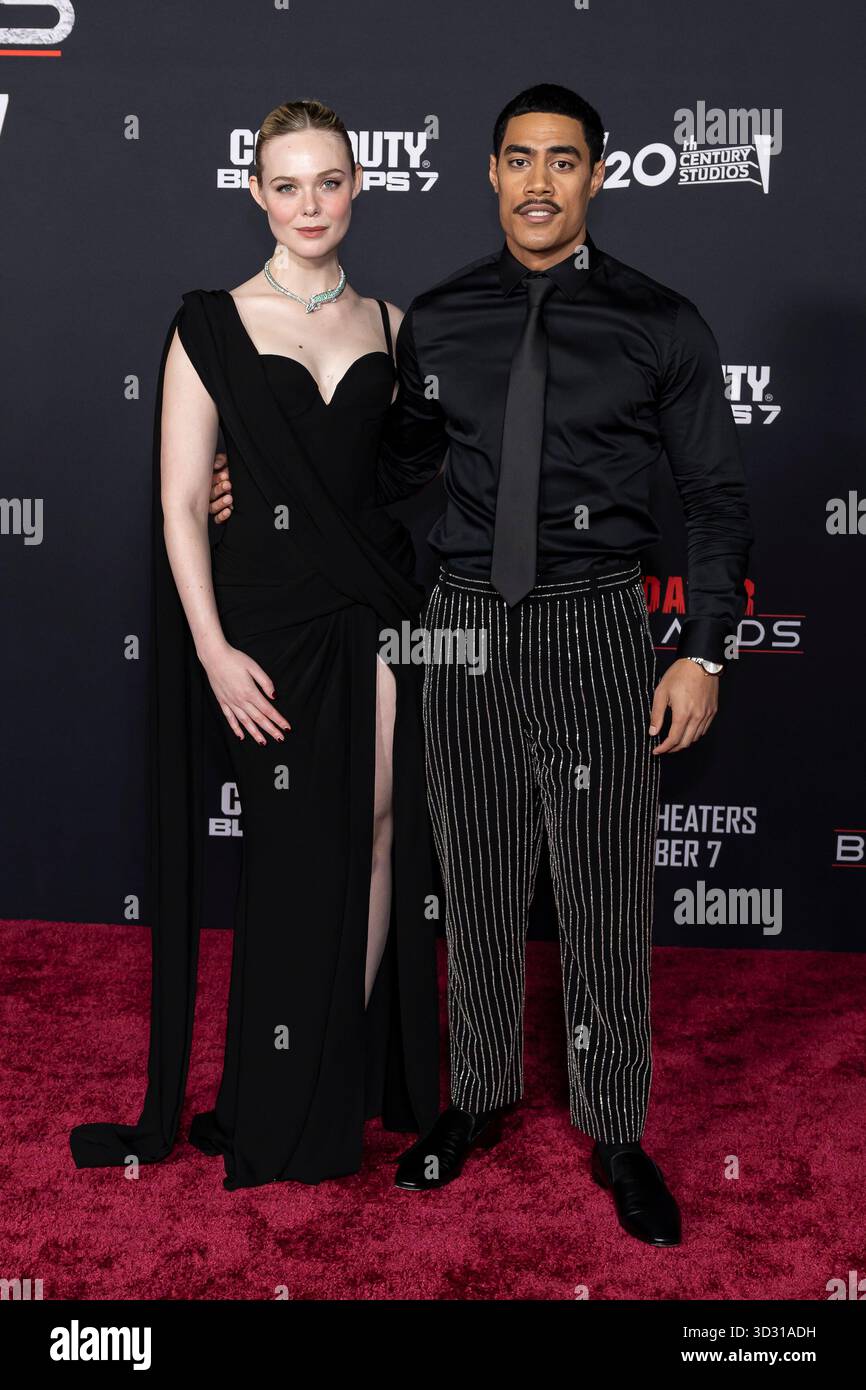 Elle Fanning and Dimitrius Schuster-Koloamatangi attend the arrivals of ...