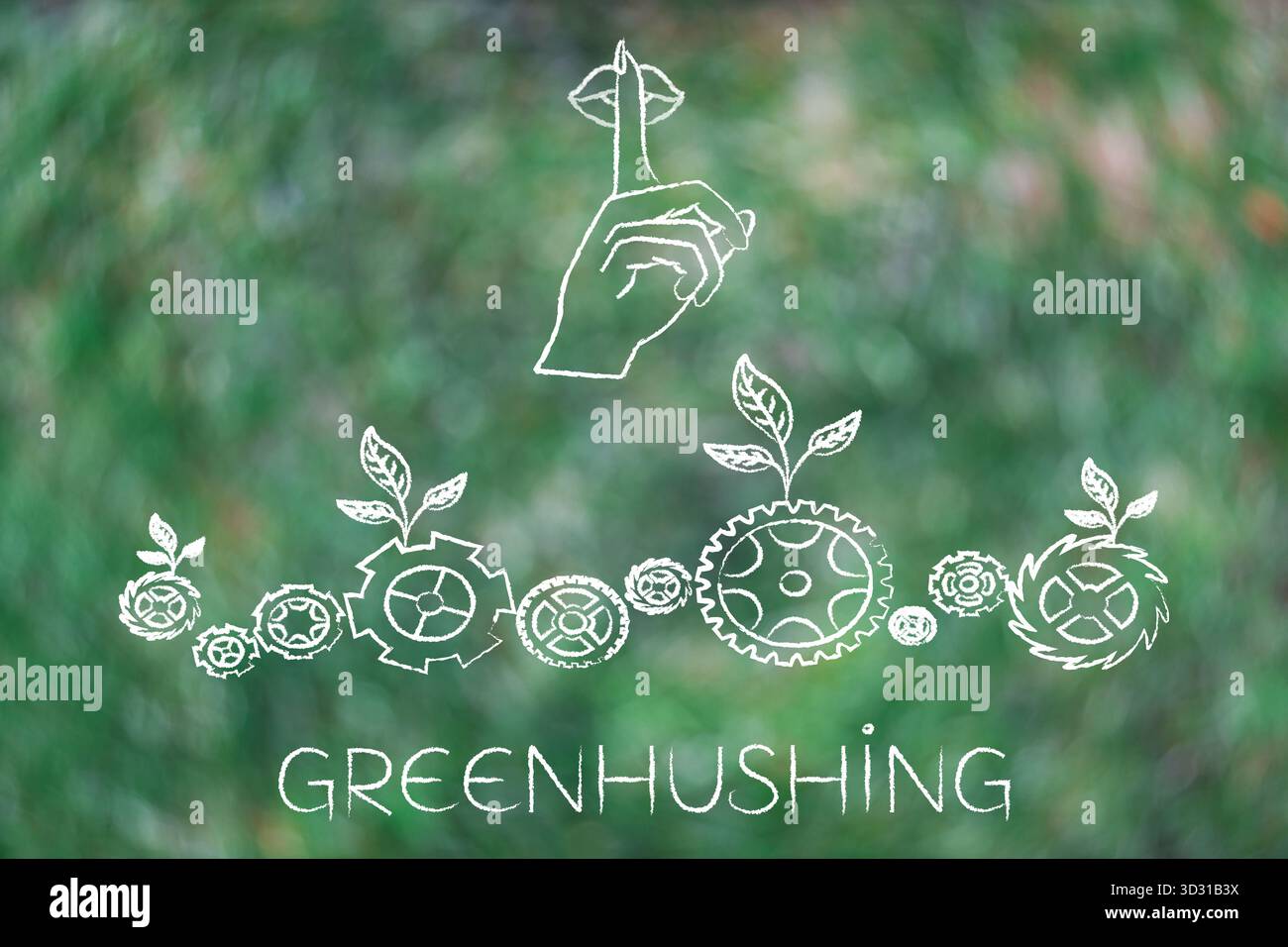 greenhushing illustration of a shush hand gesture next to green ...