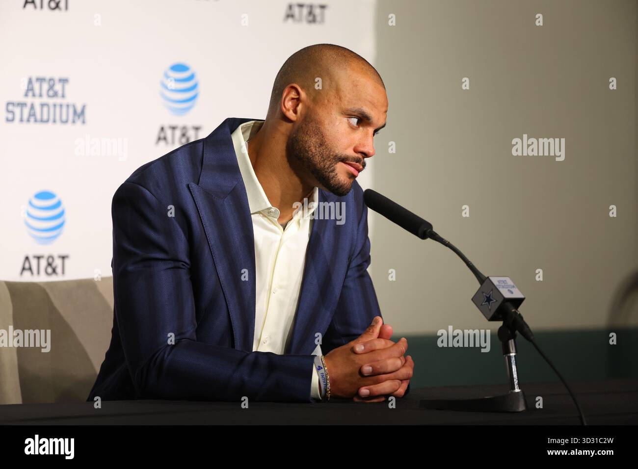 Dallas Cowboys quarterback Dak Prescott speaks after an NFL football ...