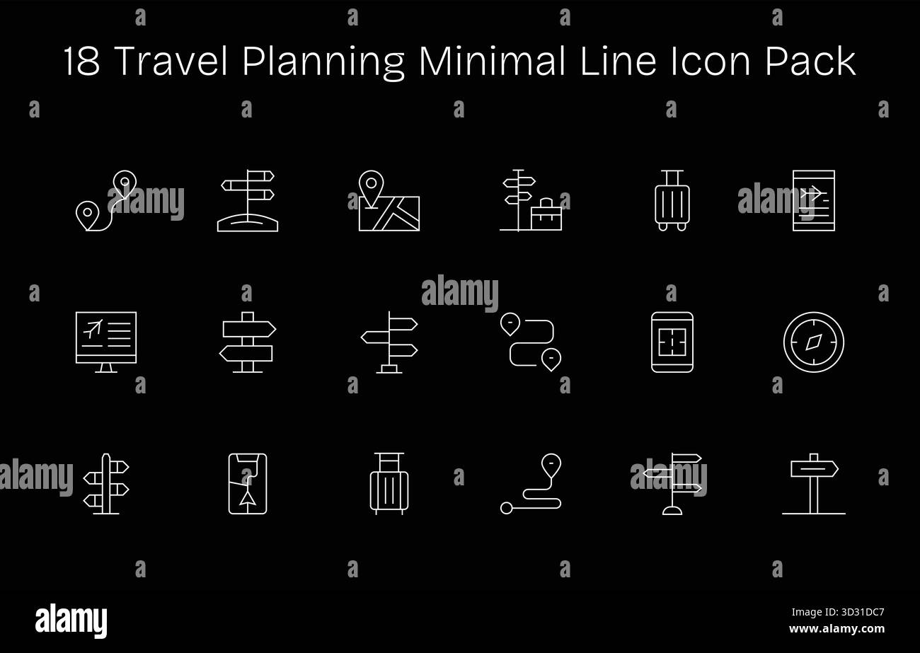Professionally designed 18 icons in Minimal Line style, capturing the ...